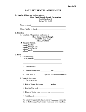 Fillable Online hoodcanal288 FACILITY RENTAL AGREEMENT - bhoodcanal288bborgb Fax Email Print ...