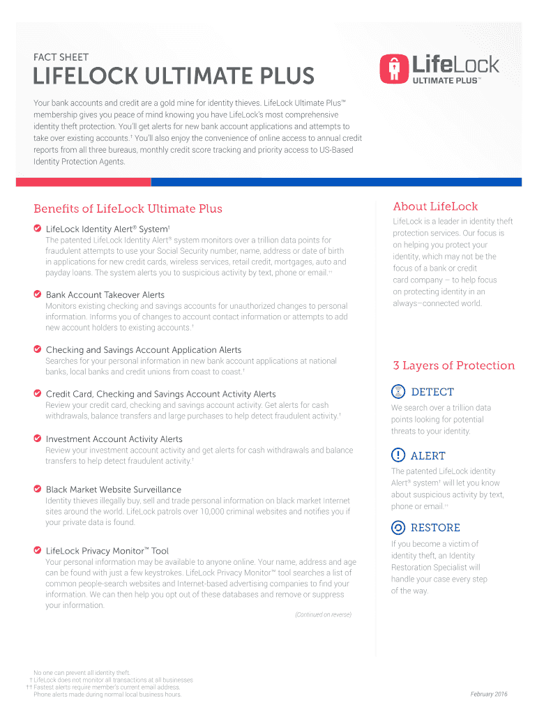 Fillable Online FACT SHEET LIFELOCK PLANS - LifeLock Business Solutions ...