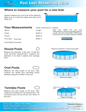 Fillable Online Pool Liner Measuring Guide - Fabric Solutions Fax Email ...