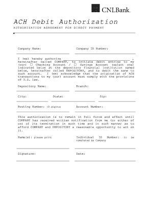 Fillable Online ach debit auth sample form 2 Fax Email Print - pdfFiller