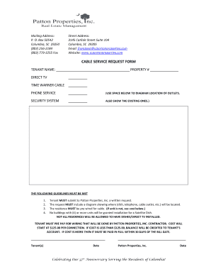 Fillable Online CABLE SERVICE REQUEST FORM - Patton Properties Inc Fax ...
