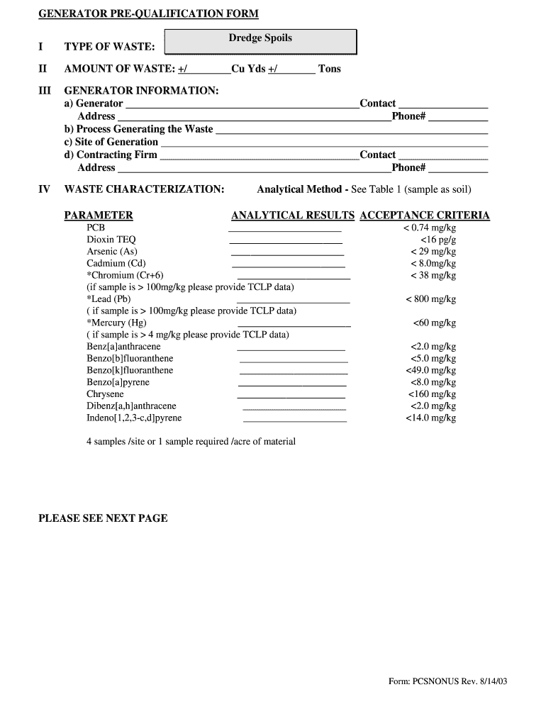 Fillable Online GENERATOR PRE-QUALIFICATION FORM Fax Email Print ...