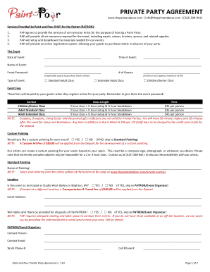 Fillable Online PRIVATE PARTY AGREEMENT - Paint and Pour Fax Email ...