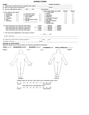 Fillable Online SPINE FORM 2 - Black Hills Orthopedic amp Spine Fax ...