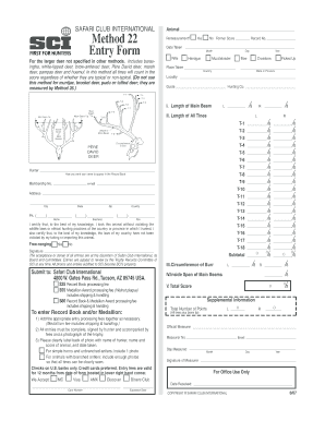 Fillable Online Method 22 Entry Form For the larger deer not specified ...