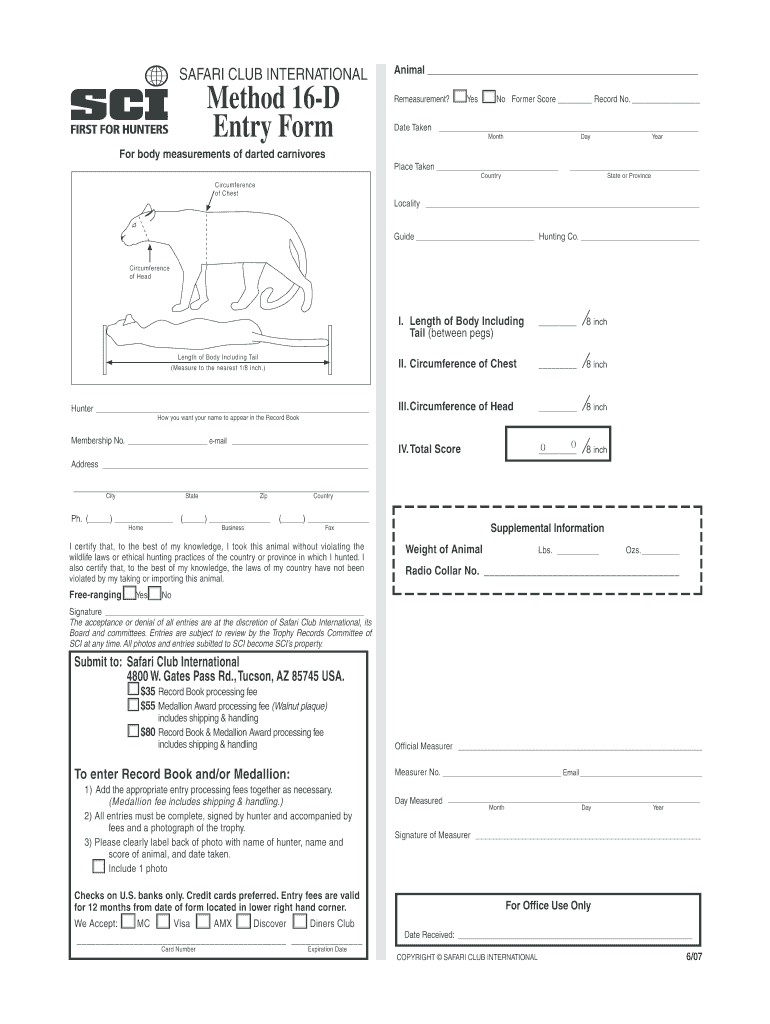 Fillable Online Method 16-D Entry Form For body measurements of darted ...
