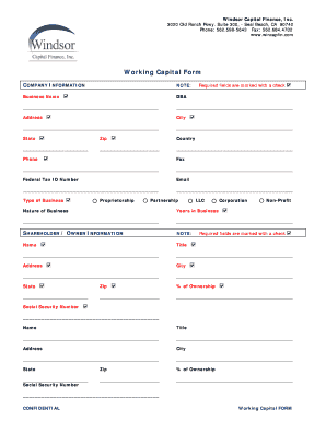 Fillable Online Working Capital Form - bwincapfinbbcomb Fax Email Print ...