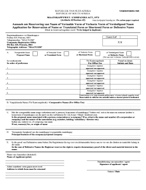 Fillable Online suitegum co Aansoek om Reservering van Naam of ...