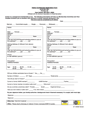 Fillable Online Visitor Confidential Application Form bAVATANb INC PO ...