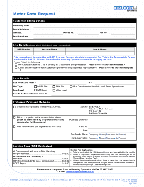 Fillable Online Meter Data Request - - Metering Dynamics Fax Email ...