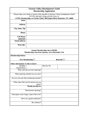 Fillable Online gvhg Genesee Valley Handspinners Guild Membership ...