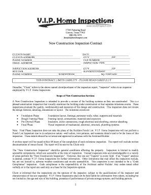 Fillable Online New Construction Inspection Contract - Houston Texas ...