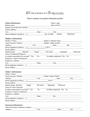 Fillable Online Please complete our patient information packet Fax ...