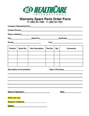 Spare Parts Form - Fill Online, Printable, Fillable, Blank | pdfFiller