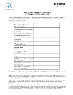 Fillable Online INSURANCE APPLICATION FORM - Morgan Shipping Fax Email Print - pdfFiller