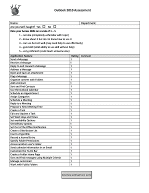Fillable Online Outlook Pre-Training Assessment Form Fax Email Print ...