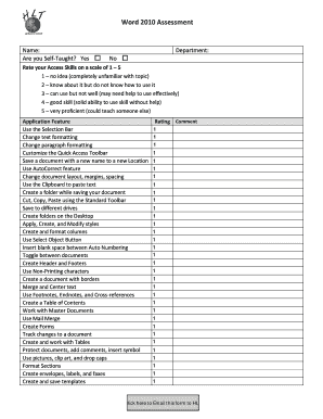 Fillable Online Word Pre-Training Assessment Form Fax Email Print ...
