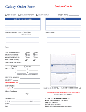 Fillable Online Galaxy Order Form Custom Checks - Galaxy Business Forms ...