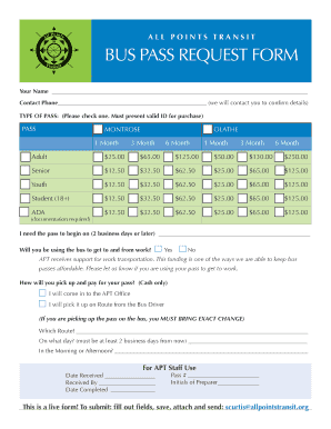 Fillable Online ALL POINTS TRANSIT BUS PASS REQUEST FORM Fax Email ...