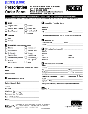 Fillable Online Prescription Order Form - bmycompressionproductsbbcomb ...