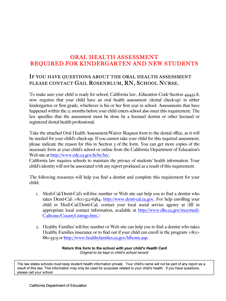 Fillable Online aaedayschool 13-14 oral HEALTH - aaedayschool Fax Email ...