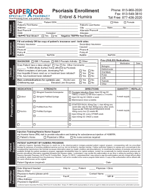 Fillable Online Psoriasis Enrollment - Superior Specialty Pharmacy Fax ...