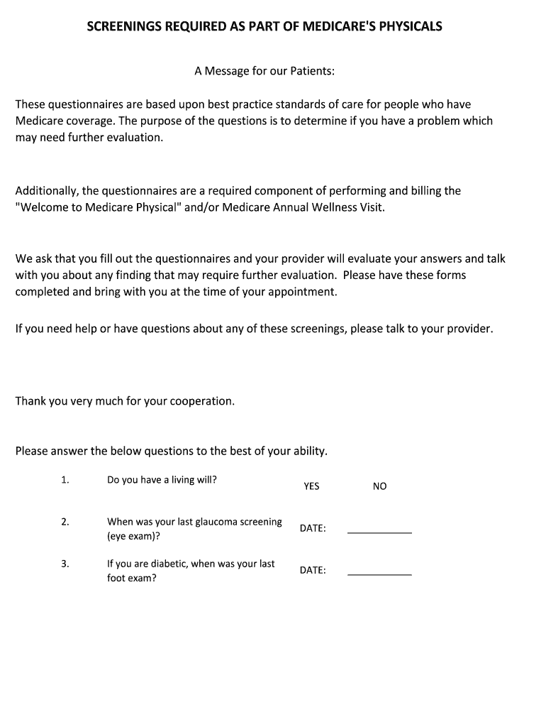 Fillable Online MEDICARE EXAM FORMS.pdf Fax Email Print - pdfFiller