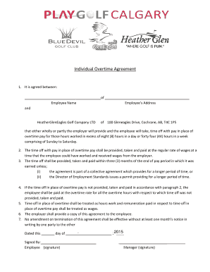 Fillable Online Individual Overtime Agreement - bplaygolfcalgarybbcomb ...