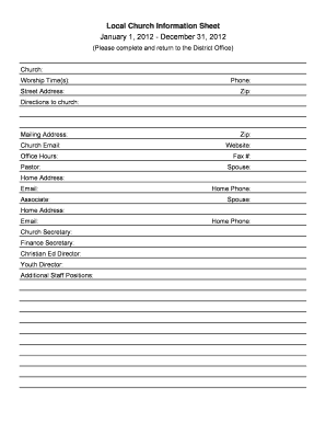 Fillable Online coastalbendumc Local Church Information Sheet ...
