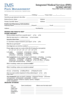 Fillable Online IMS Pain New Patient Packetdocx Fax Email Print - pdfFiller