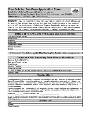 Fillable Online theconnectedhub org Free Scholar Bus Pass Application ...