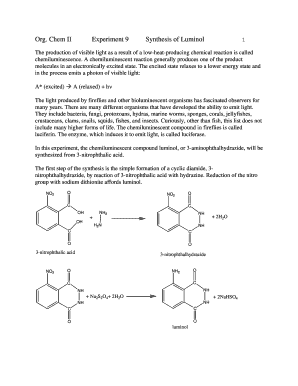 Fillable Online Chem II Experiment 9 Synthesis of Luminol 1 The ...