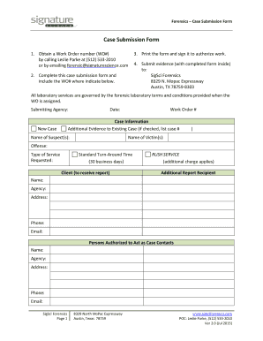 Fillable Online Case Submission Form - sigsci forensics Fax Email Print ...