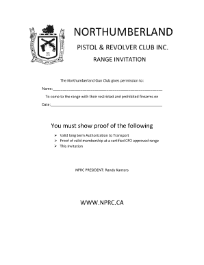 Fillable Online nprc NPRC RANGE INVITATION FORM for Members of other ...