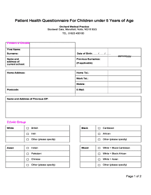 Fillable Online orchard-medical co Patient Health Questionnaire For ...