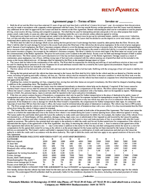 Fillable Online rent-a-wreck Leiebetingelser engelsk ny 20.03.13 - Rent ...