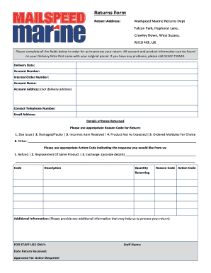 Fillable Online MSM Returns Form - Mailspeed Marine Fax Email Print - pdfFiller