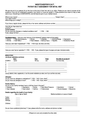 Fillable Online westchesterent WESTCHESTER ENT PATIENT SELF ASSESSMENT ...