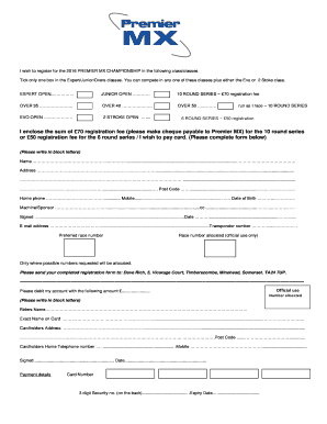 Fillable Online REGISTRATION FORM 2012 - Premier MX Fax Email Print - pdfFiller