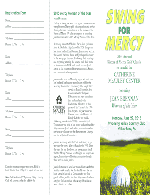 Fillable Online catherinemcauleycenter Swing for Mercy Registration ...