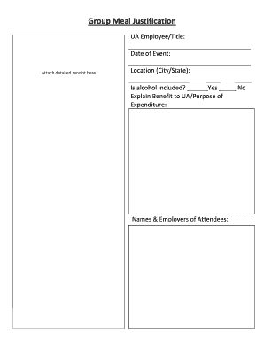 Fillable Online plant-pathology uark Group Meal Justification Form Fax ...