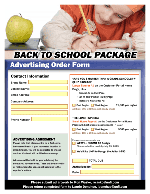 Fillable Online BACK TO SCHOOL PACKAGE - byourbrandsmatterbbcomb Fax ...