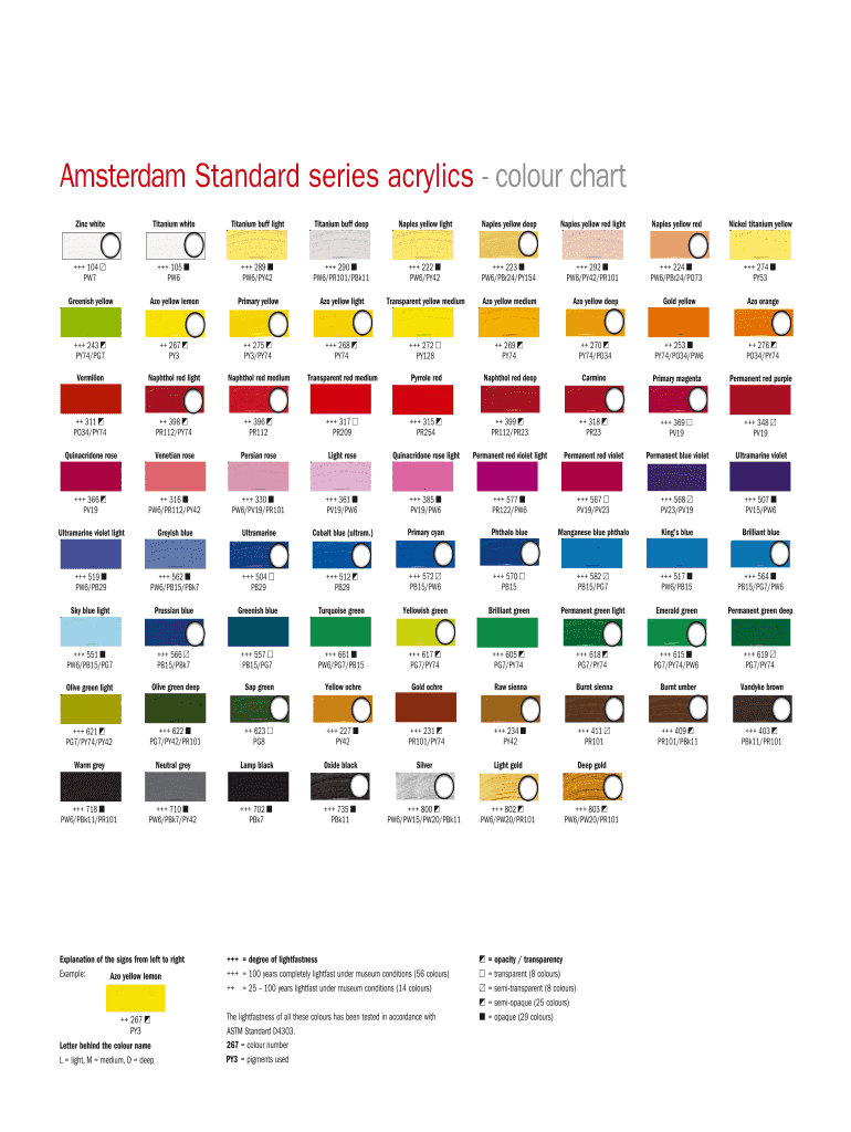 Fillable Online tempera Amsterdam Standard series acrylics - colour ...