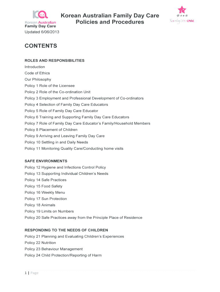 Fillable Online Korean Australian Family Day Care Policies And fillable-online-korean-australian-family-day-care-policies-and
