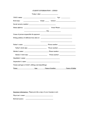 Fillable Online CLIENT INFORMATION CHILD Fax Email Print - pdfFiller