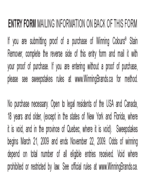 Fillable Online ENTRY FORM MAILING INFORMATION ON BACK OF THIS FORM Fax ...