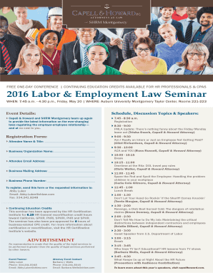 Fillable Online 2016 Labor amp Employment Law Seminar - Capell and ...