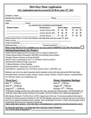 Fillable Online 2016 Deer Hunt Application - beastcanyonbbcomb Fax ...
