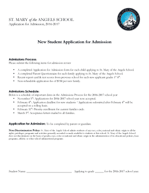 Fillable Online sma-school 2016-2017 Application for Admission- New ...