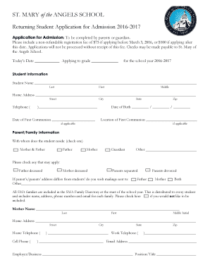 Fillable Online sma-school 2015-2016 Application for Admissio ...